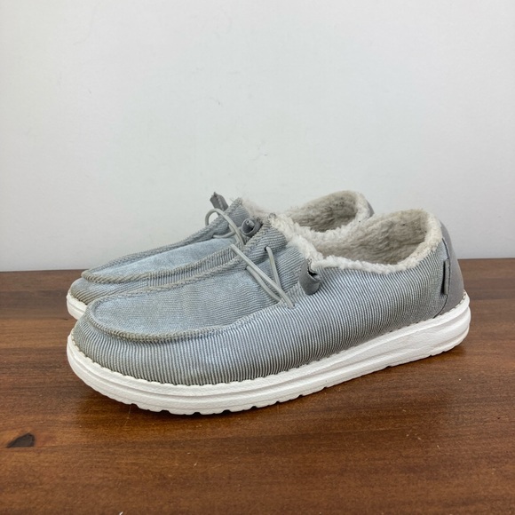 Hey Dude | Shoes | Hey Dude Wendy Corduroy Grey Faux Fur Lined Casual ...